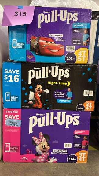 (3) BOXES OF HUGGIES PULL UPS DIAPERS - SIZES 3T/4T & 4T/5T - Earl's Auction Company