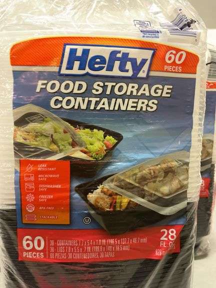 (5) PACKS OF HEFTY FOOD STORAGE CONTAINERS - Earl's Auction Company