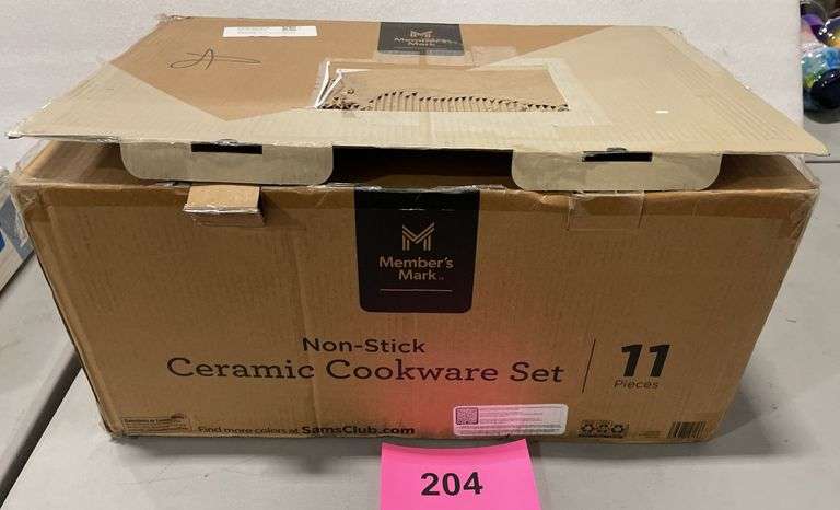 11PC CERAMIC COOKWARE SET IN BOX - CREAM - Earl's Auction Company