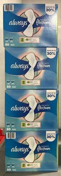 (4) BOXES OF ALWAYS PADS - Earl's Auction Company