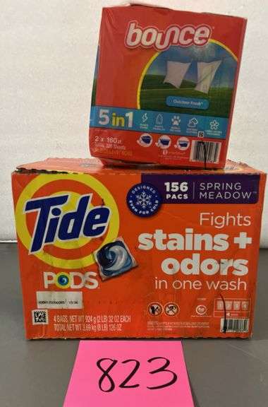 2PC LAUNDRY LOT - TIDE & BOUNCE - Earl's Auction Company