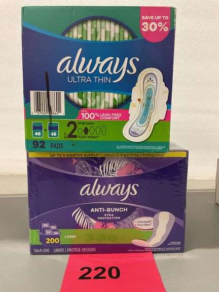 (2) PACKS OF ALWAYS PADS - Earl's Auction Company