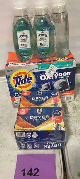 MISC LAUNDRY LOT - TIDE, DOWNY, DRYER SHEETS - Earl's Auction Company