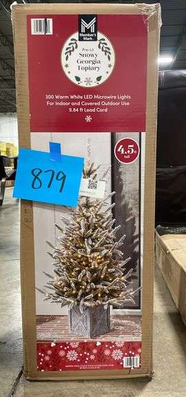 4.5FT PRE LIT SNOWY GEORGIA TOPAIRY IN BOX - Earl's Auction Company