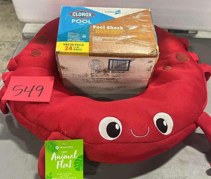 MESH ANIMAL POOL FLOAT & BOX OF POOL SHOCK - Earl's Auction Company