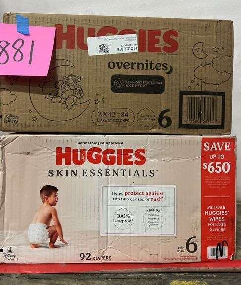 (2) BOXES OF HUGGIES DIAPERS - SIZE 6 - Earl's Auction Company