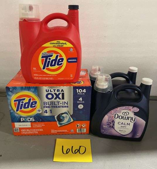 4PC LAUNDRY LOT - TIDE & DOWNY - Earl's Auction Company