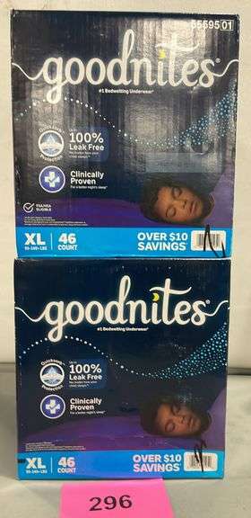 (2) BOXES OF KIDS GOODNITES UNDERWEAR - SIZE XL - Earl's Auction Company