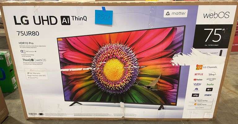 LG 75" 75UR80 UHD 4K SMART TV IN BOX (NO LEGS) - Earl's Auction Company