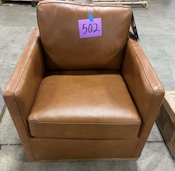 COLE & RYE LEATHER SWIVEL CHAIR - BROWN - Earl's Auction Company