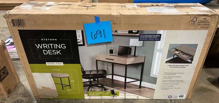 STETSON WRITING DESK IN BOX - NATURAL FINISH - Earl's Auction Company