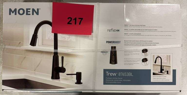 MOEN TREW PULLDOWN KITCHEN FAUCET IN BOX - Earl's Auction Company