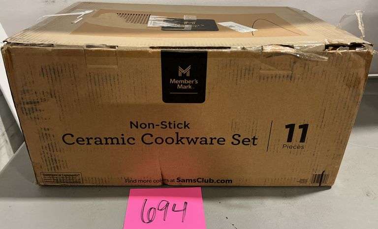 11PC CERAMIC COOKWARE SET IN BOX - CREAM - Earl's Auction Company