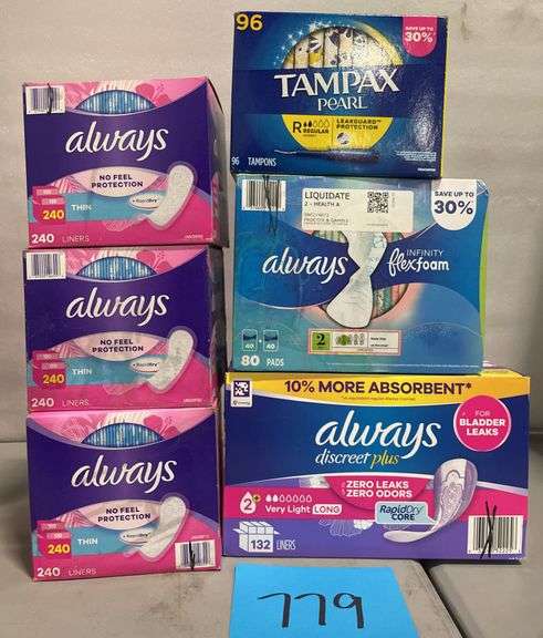 (6) BOXES OF PADS/ TAMPONS - ALWAYS & TAMPAX - Earl's Auction Company