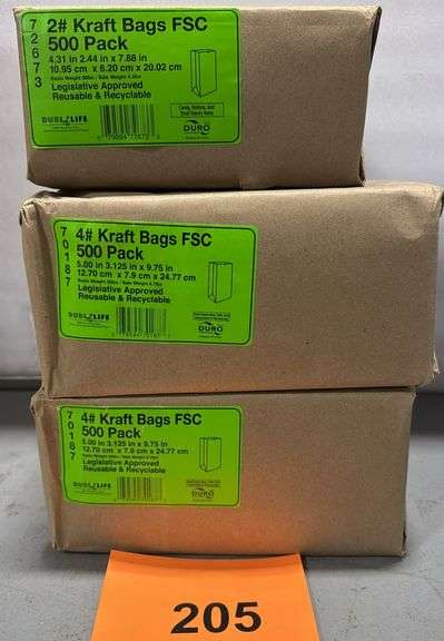 (3) PACKS OF PAPER KRAFT BAGS - Earl's Auction Company