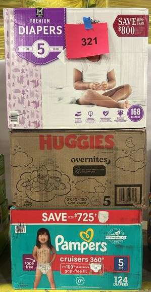 (3) BOXES OF DIAPERS - SIZE 5 - Earl's Auction Company
