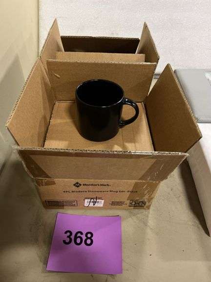 (2) 4PC MODERN STONEWARE MUG SETS IN BOXES - BLACK - Earl's Auction Company