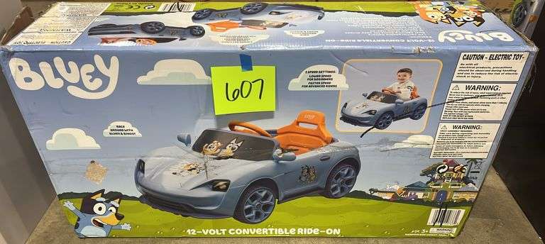 KIDS BLUEY 12V CONVERTIBLE RIDE ON IN BOX - Earl's Auction Company