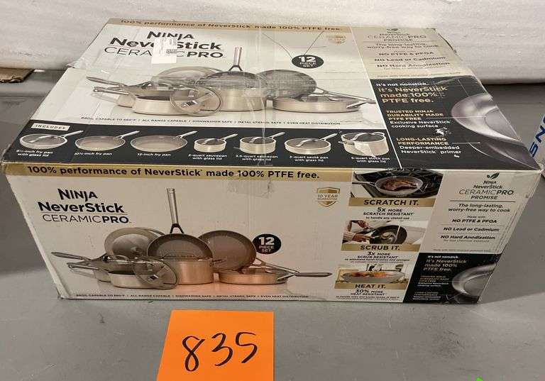 NINJA NEVERSTICK CERAMIC PRO 12PC COOKWARE SET IN BOX - Earl's Auction ...