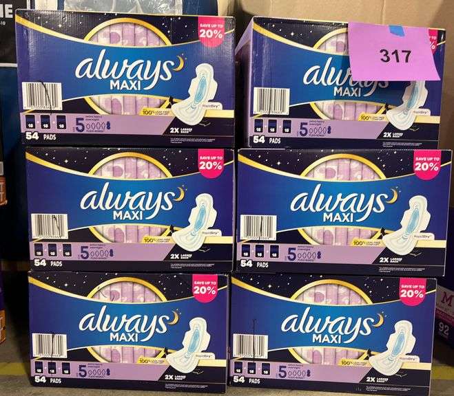 (6) BOXES OF ALWAYS PADS - Earl's Auction Company