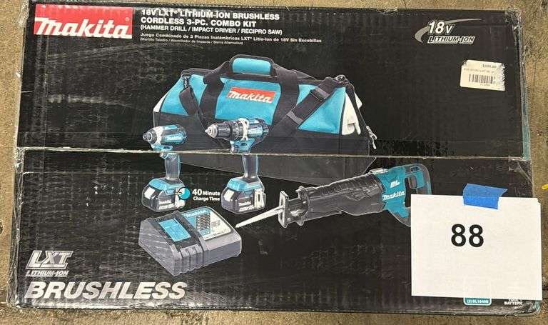 MAKITA 18V LXT BRUSHLESS CORDLESS 3PC COMBO KIT IN BOX - Earl's Auction ...