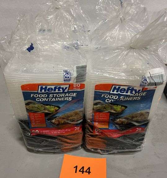(6) PACKS OF HEFTY FOOD STORAGE CONTAINERS - Earl's Auction Company