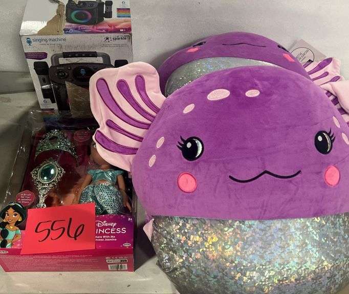 4PC KIDS TOY LOT - PLUSHES, JASMINE & SINGING MACHINE - Earl's Auction ...