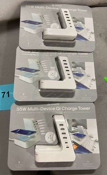(3) ATOMI 55W MULTI DEVICE QI CHARGE TOWERS - Earl's Auction Company
