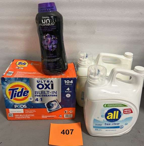 4PC LAUNDRY LOT - DOWNY, TIDE & ALL - Earl's Auction Company