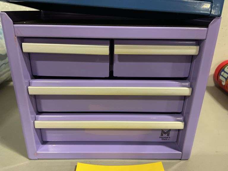 (2) 4 DRAWER MINI TOOL BOXES - BLUE & PURPLE - Earl's Auction Company