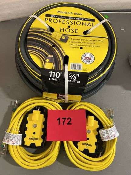 3PC OUTDOOR LOT - HOSE & EXTENSION CORDS - Earl's Auction Company