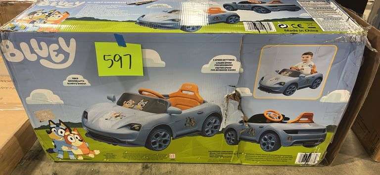 KIDS BLUEY 12V CONVERTIBLE RIDE ON IN BOX - Earl's Auction Company