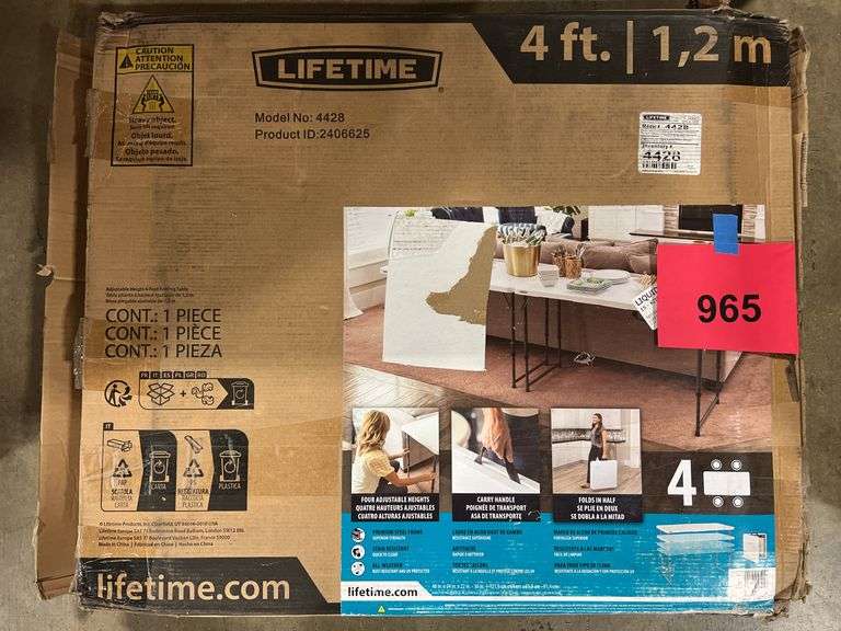 LIFETIME 4FT FOLD IN HALF TABLE IN BOX - Earl's Auction Company