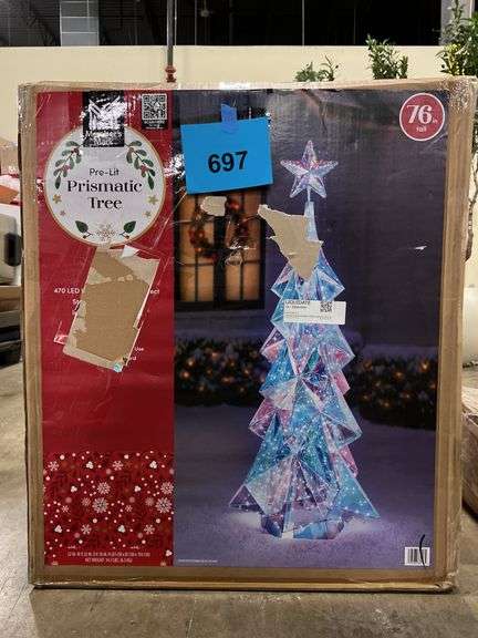 76" PRE LIT PRISMATIC TREE IN BOX - Earl's Auction Company