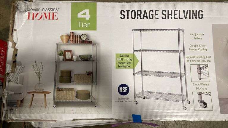 (2) SEVILLE CLASSICS 4 TIER SHELVING RACKS IN BOXES - Earl's Auction ...