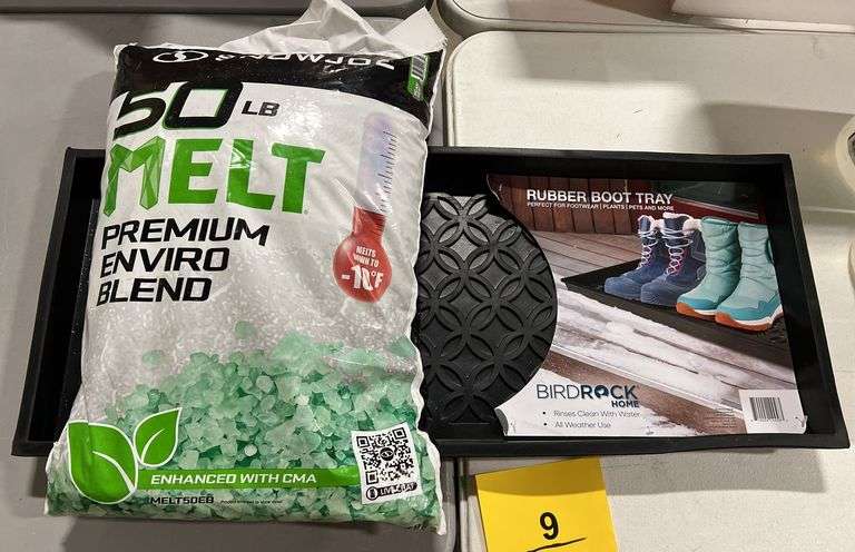 2PC OUTDOOR LOT - ICE MELT & BOOT TRAY - Earl's Auction Company