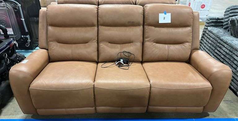 COOPER LEATHER POWER RECLINING SOFA - BROWN - Earl's Auction Company