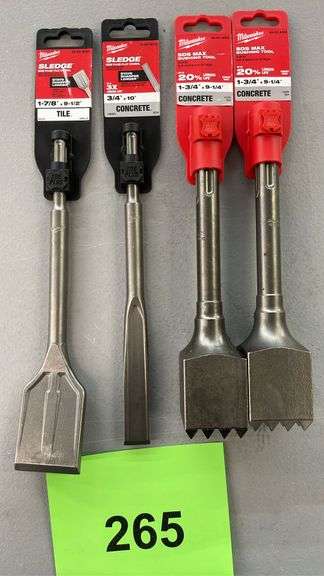 4PC MILWAUKEE TOOL LOT - CHISELS & BUSHING TOOLS - Earl's Auction Company
