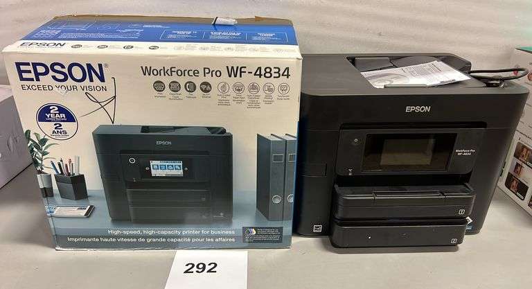 EPSON WORKFORCE PRO WF-4834 PRINTER W/ BOX - Earl's Auction Company