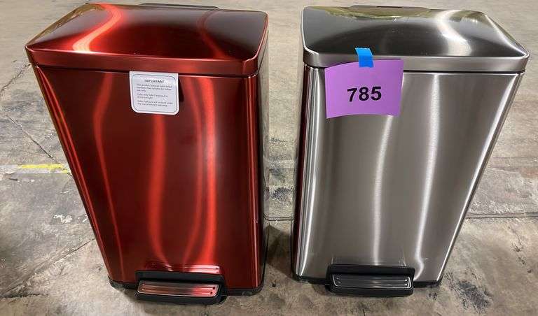 (2) TRAMONTINA STEP ON TRASH CANS - RED & STAINLESS - Earl's Auction ...