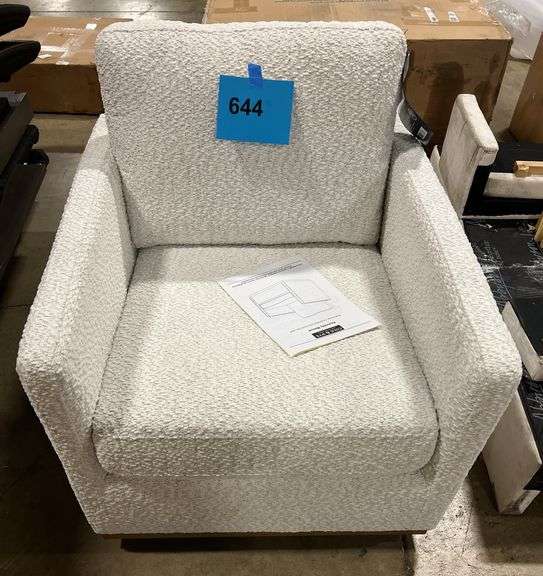 COLE & RYE FABRIC SWIVEL CHAIR - CREAM - Earl's Auction Company