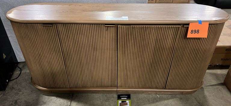 AS IS - CALLEN WOOD CONSOLE - BROWN - Earl's Auction Company