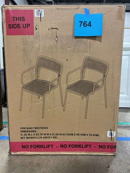 (2) CAFE COLLECTION STEEL CHAIRS IN BOX - RED - Earl's Auction Company