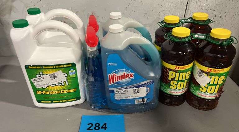 8PC CLEANING LOT - SIMPLE GREEN, WINDEX & PINE SOL - Earl's Auction Company