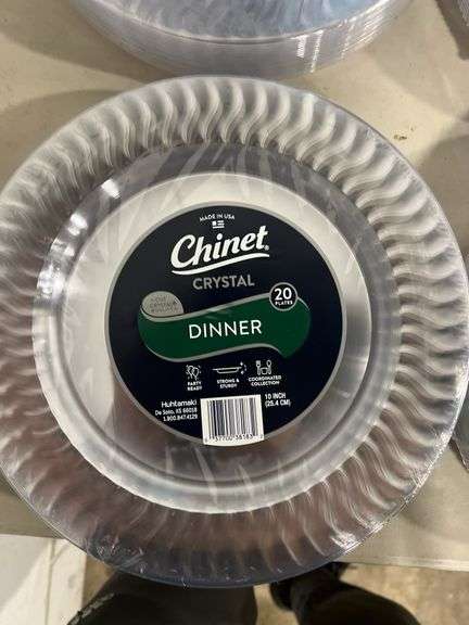 (2) PAPER PLATES & (4) CHINET CRYSTAL PLATES - Earl's Auction Company