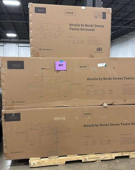 BECKI OWENS TUSTIN SECTIONAL IN BOX - SNOW - Earl's Auction Company