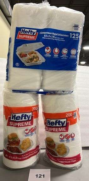(3) PACKS OF HEFTY FOAM PLATES/ CONTAINERS - Earl's Auction Company