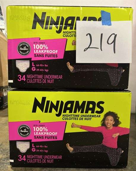 (2) BOXES OF KIDS NINJAMAS UNDERWEAR - SIZE L - Earl's Auction Company