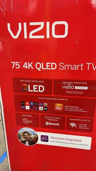 VIZIO 75" 4K QLED SMART TV IN BOX - Earl's Auction Company