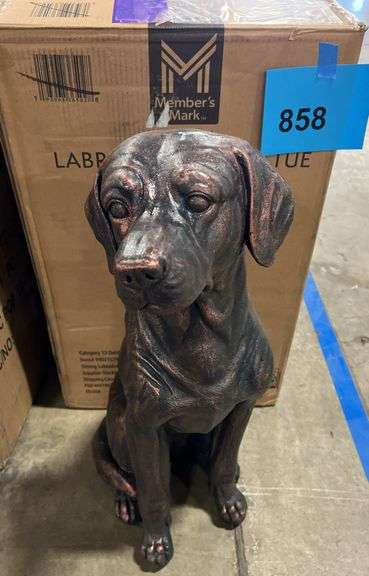 LABRADOR DOG STATUE - BRONZE - Earl's Auction Company